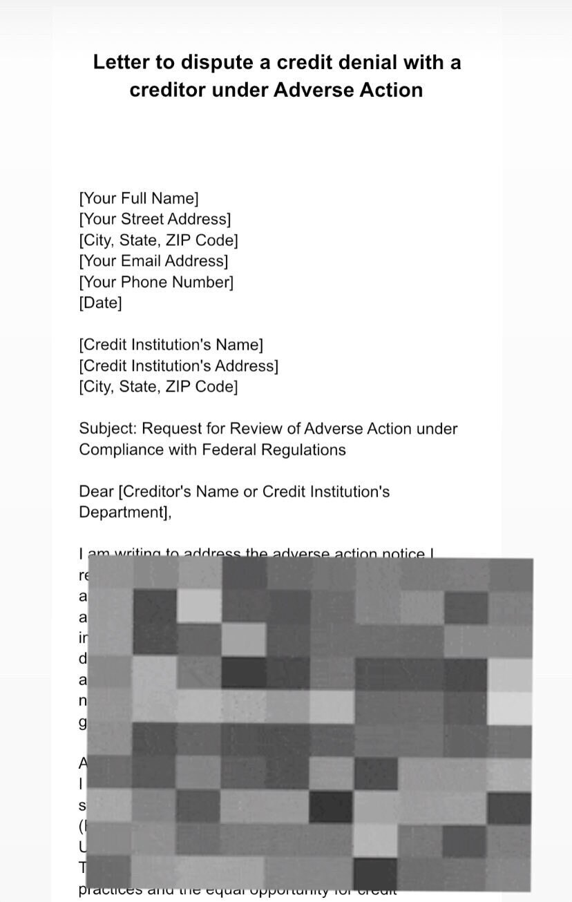 Credit Denial Dispute Letter Template Customizable & Law-compliant ...