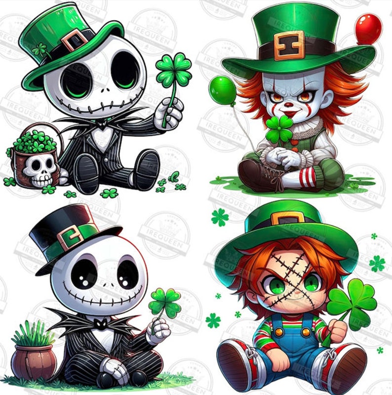 St Patrick Day Chibi Movie Png Bundle, Horror Patrick Day Sublimation ...
