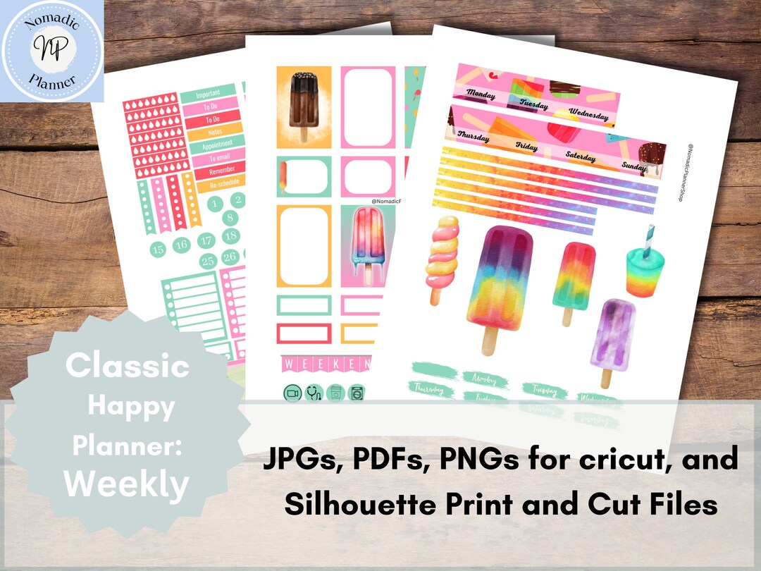 Popsicle Printable Classic Happy Planner Kit, Erin Condren Life Planner ...