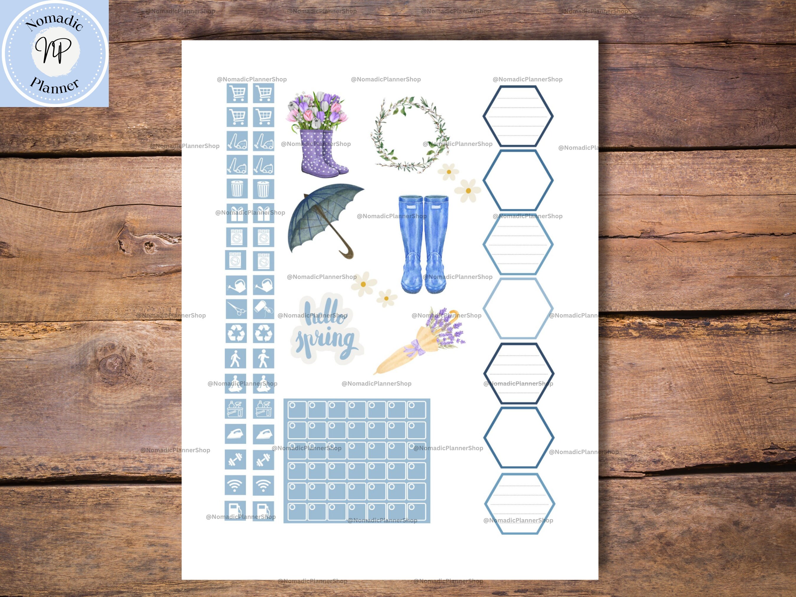 April Showers Printable Classic Happy Planner Kit, Erin Condren Life ...