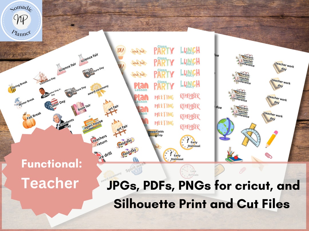 Functional Teacher Printable Sticker Kit, Erin Condren Life Planner ...