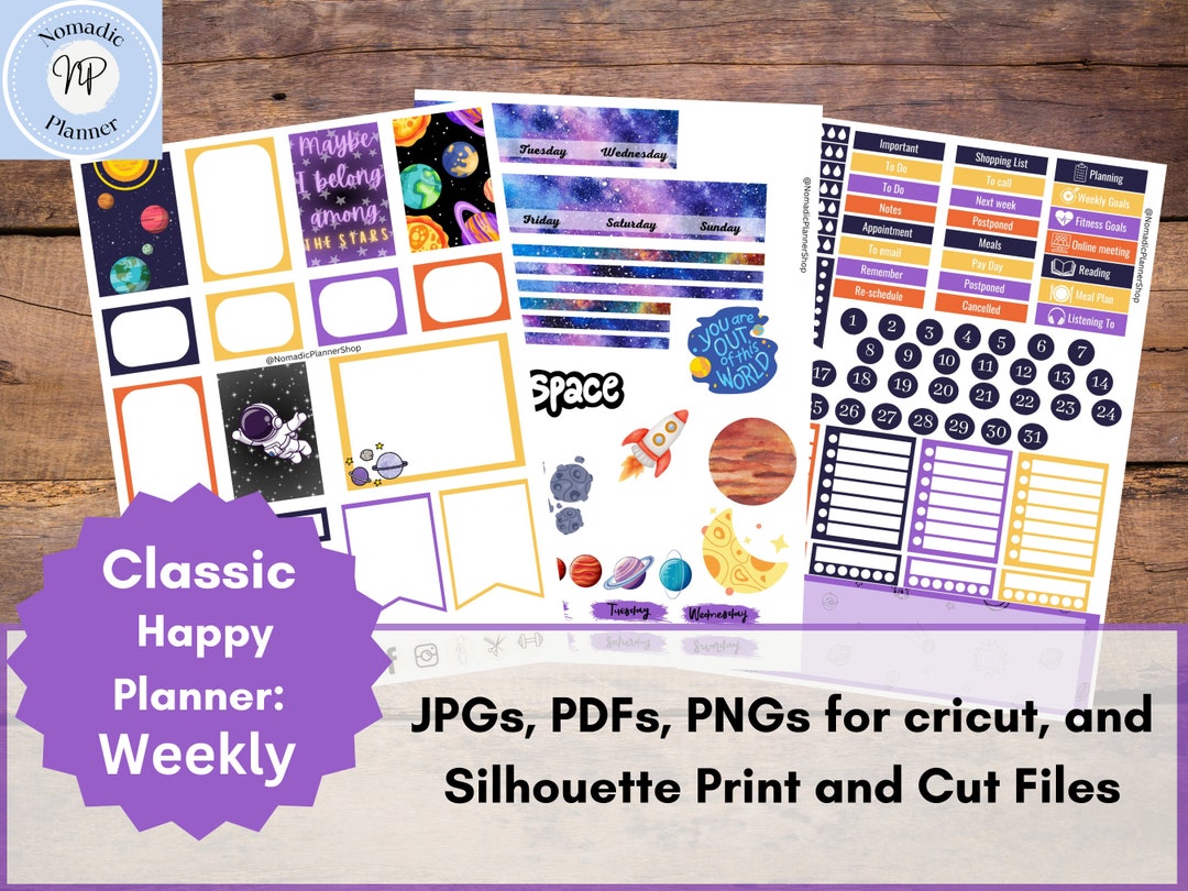 Space-themed Weekly Printable Classic Happy Planner Kit, Erin Condren ...