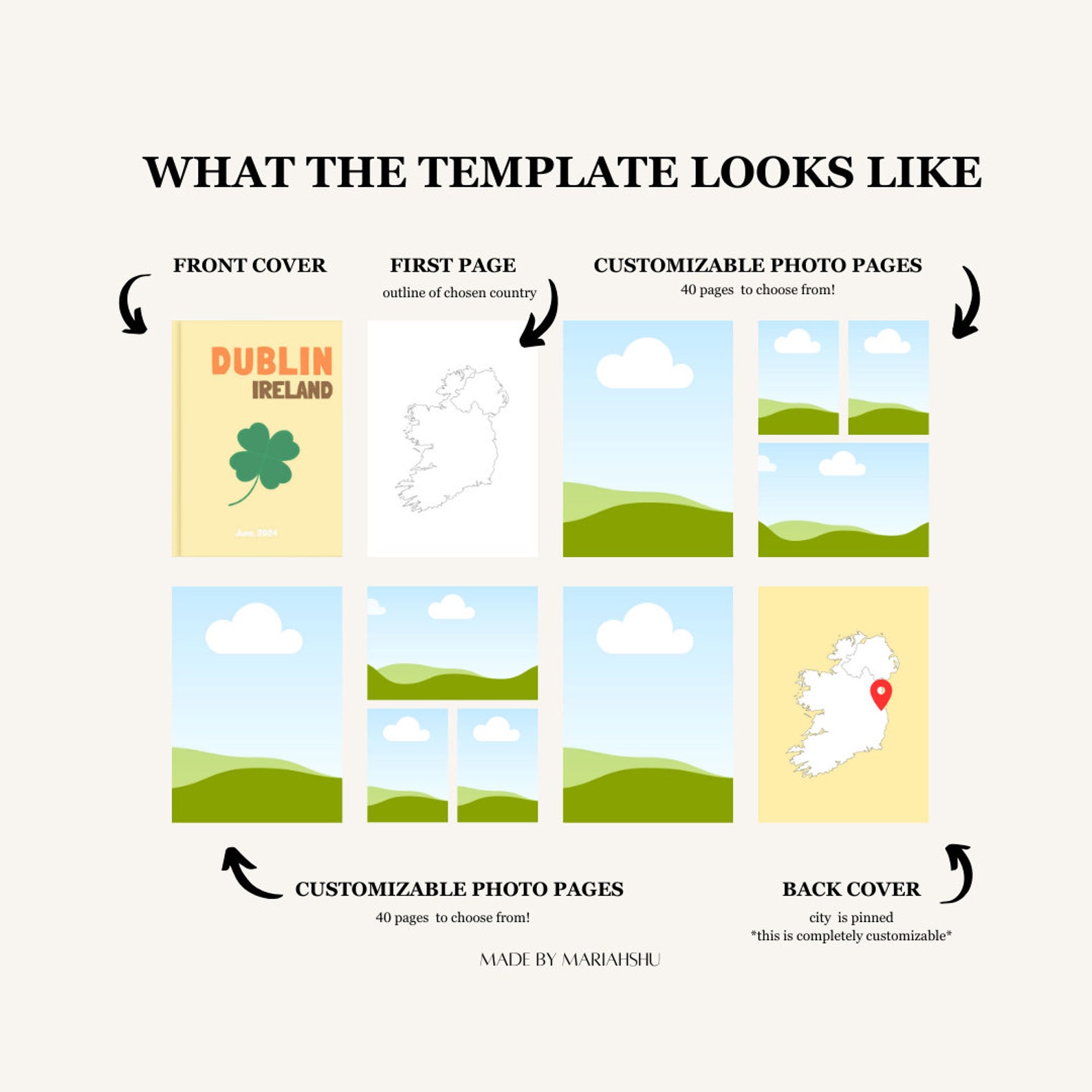 Ireland Travel Book Template| Coffee Table Photo Book, Personalize ...