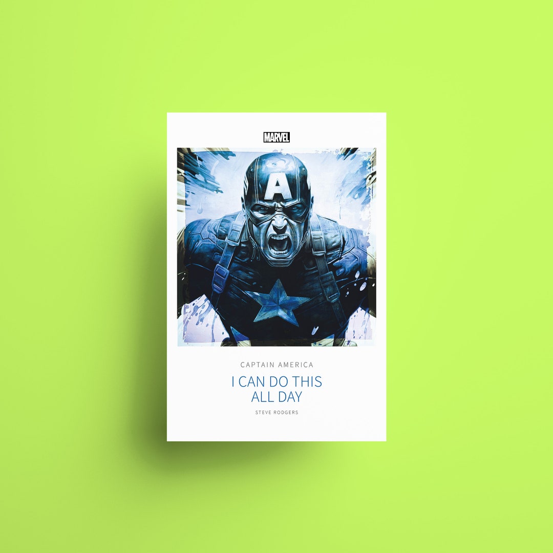 Captain America Marvel Hero Poster With Quote Colour Artwork A2, A3, A4 ...