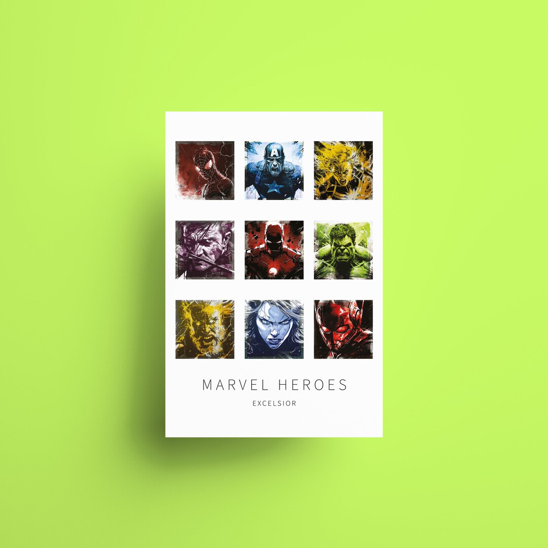 Marvel Heroes Poster Colour Artwork A2, A3, A4, A5 Sizes - Etsy