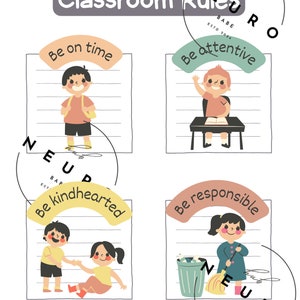 Classroom Rules Printables, Pack of 5, Colourful, Cute, Great for ...