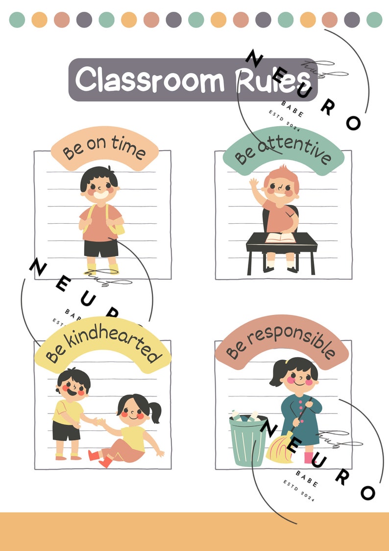 Classroom Rules Printables, Pack of 5, Colourful, Cute, Great for ...