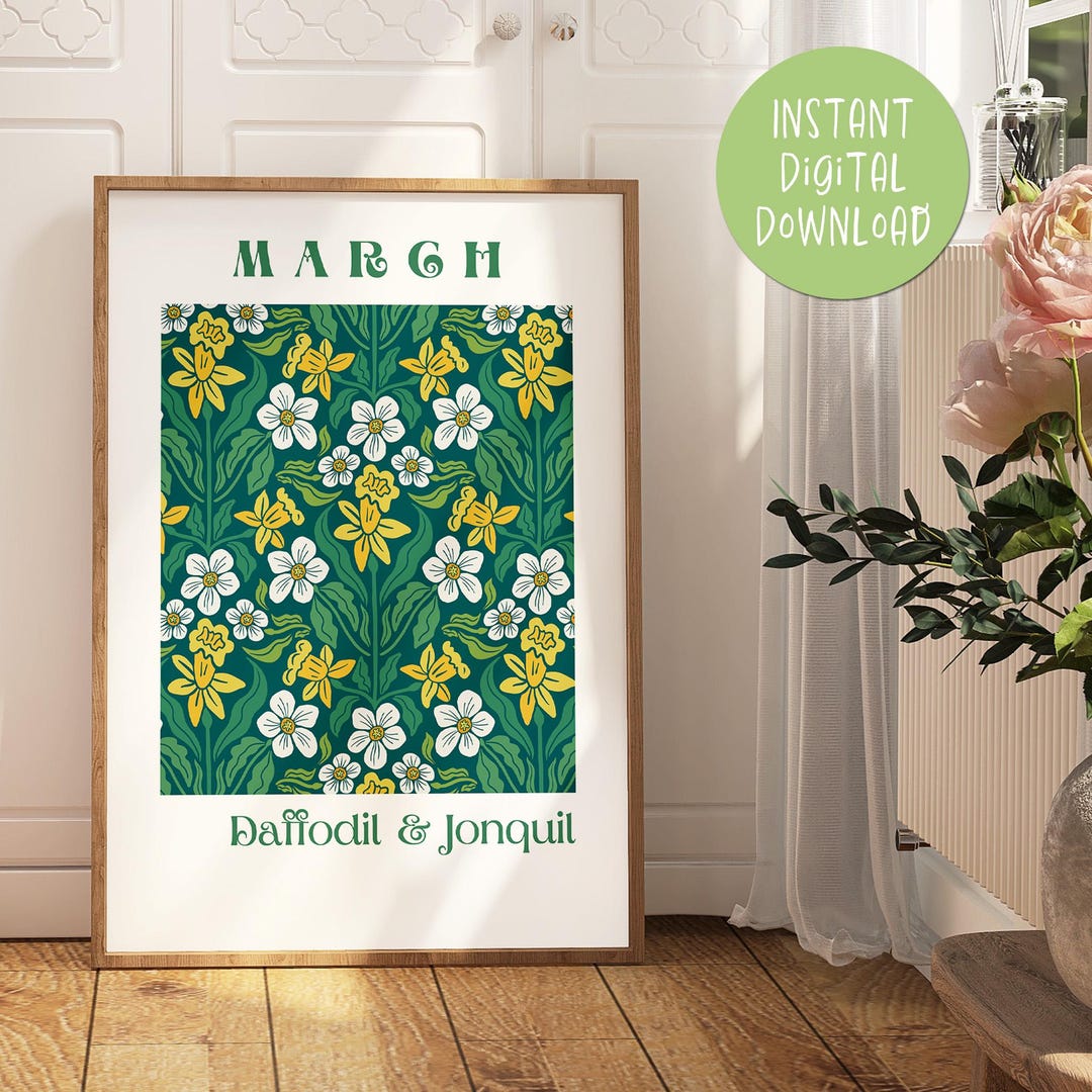 March Flower Art Print | Printable Wall Art | Daffodils & Jonquil ...