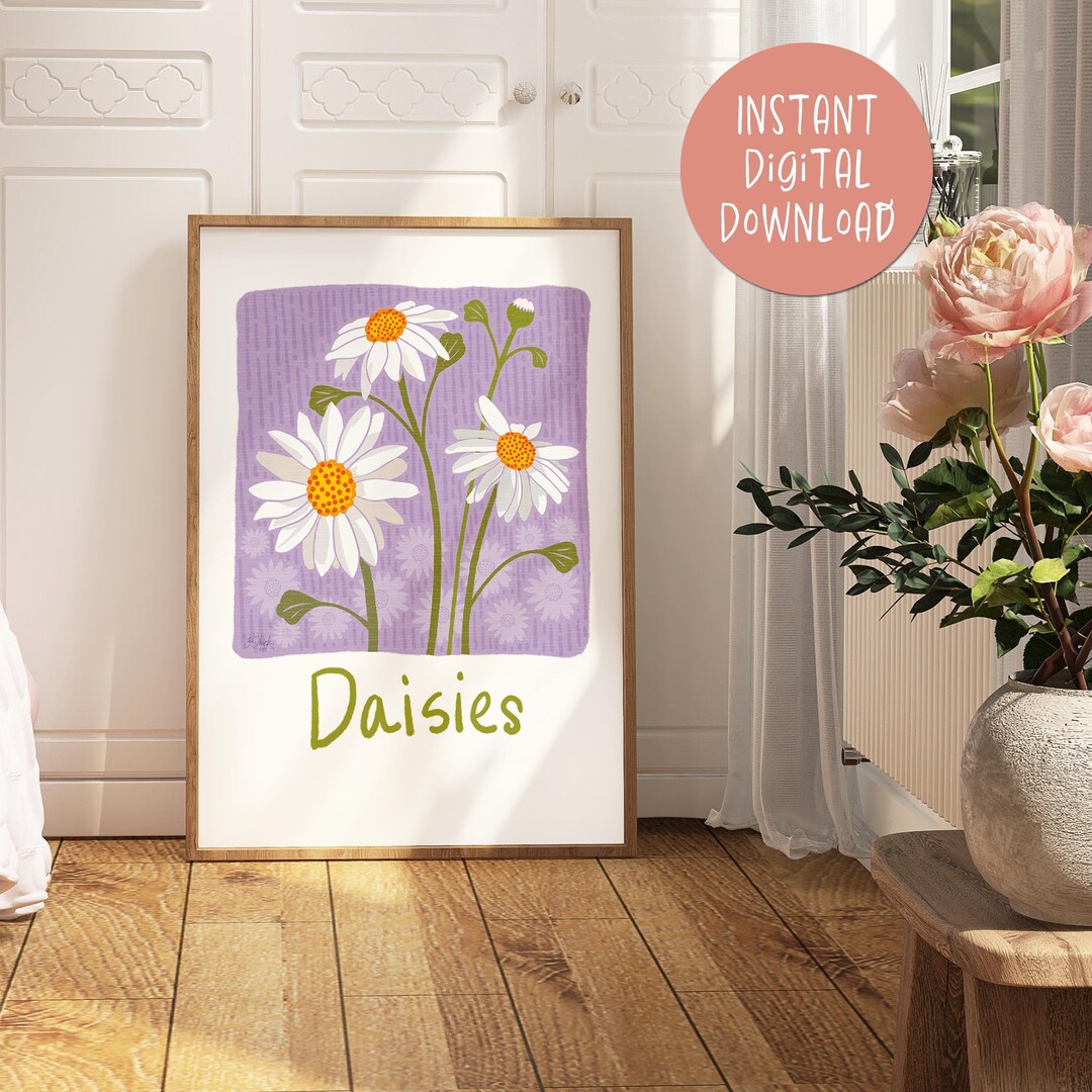 Daisy Flower Market Art Print: Digital Download Botanical Wall Decor ...