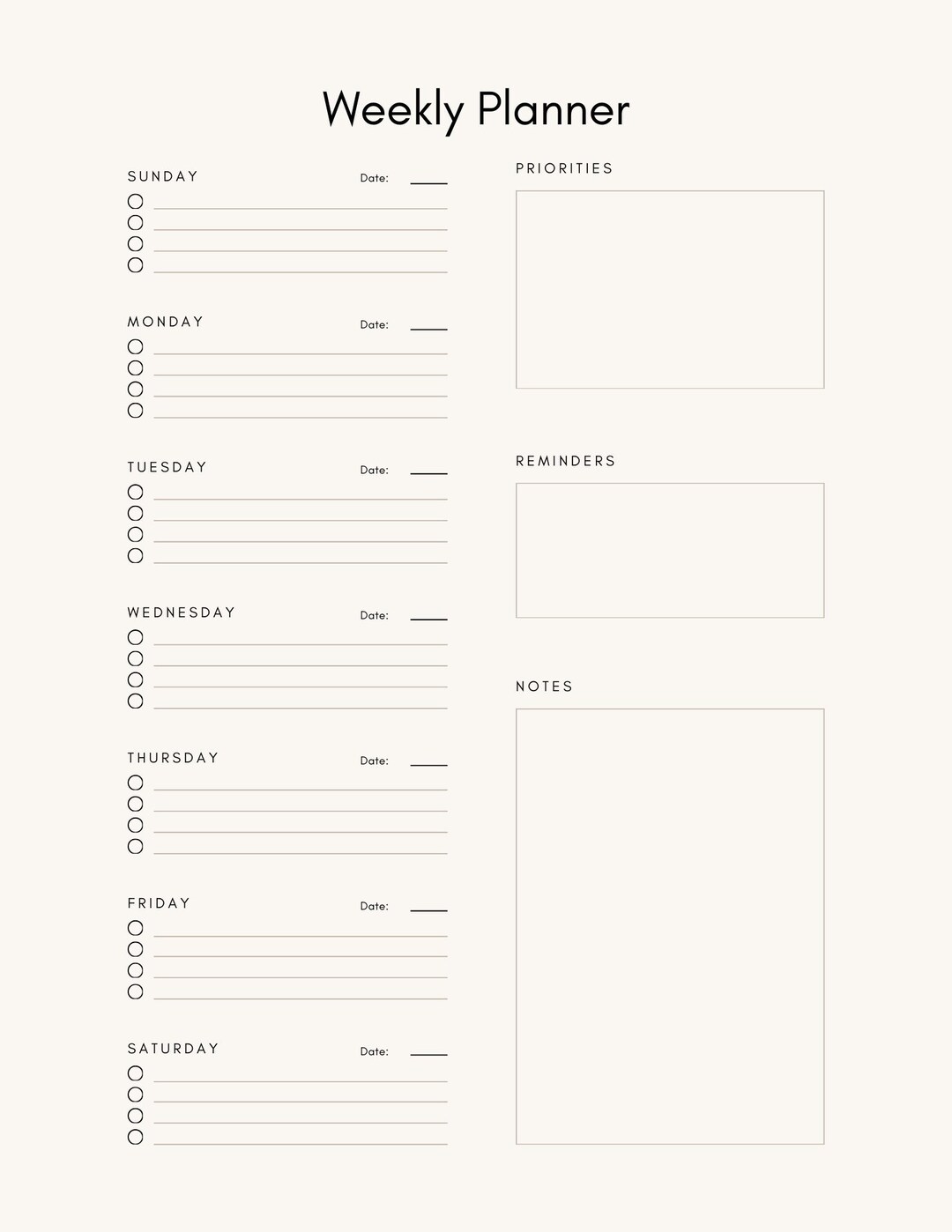 Printable Weekly Planner Instant Download, Organize Your Week, Boost ...