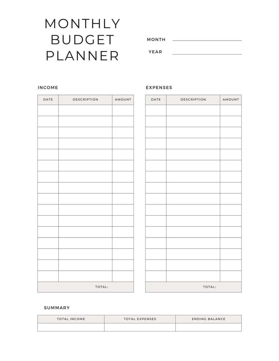 Printable Monthly Budget Planner Instant Download, Personal Finance ...