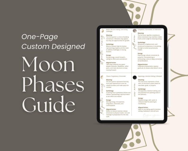 Moon Phase Guide, Lunar Phase Guide, Moon Energy Guide, Moon Energy and Alignment Guide, Lunar ...