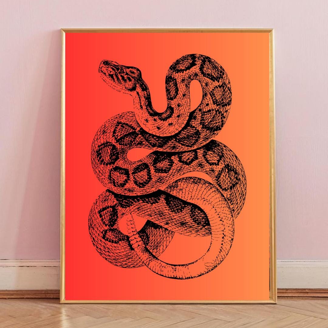 Colorful Snake Wall Art, Snake Art Print, Snake Poster, Dopamine Wall ...