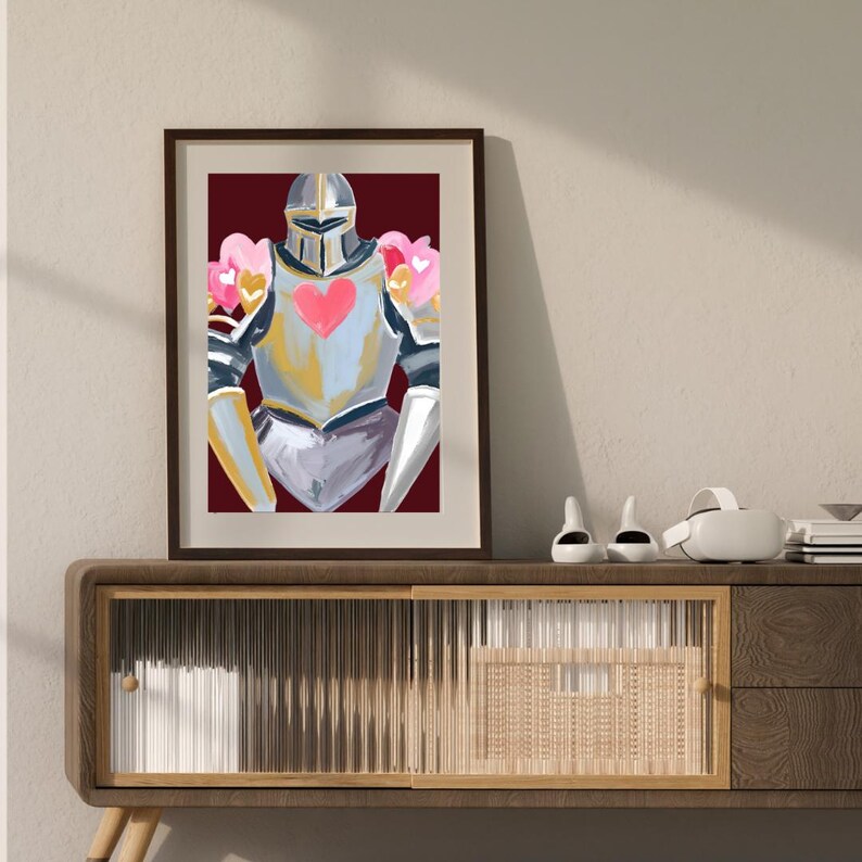 Medieval Knight Lover Wall Art, Valentines Art Print, Castlecore Decor ...