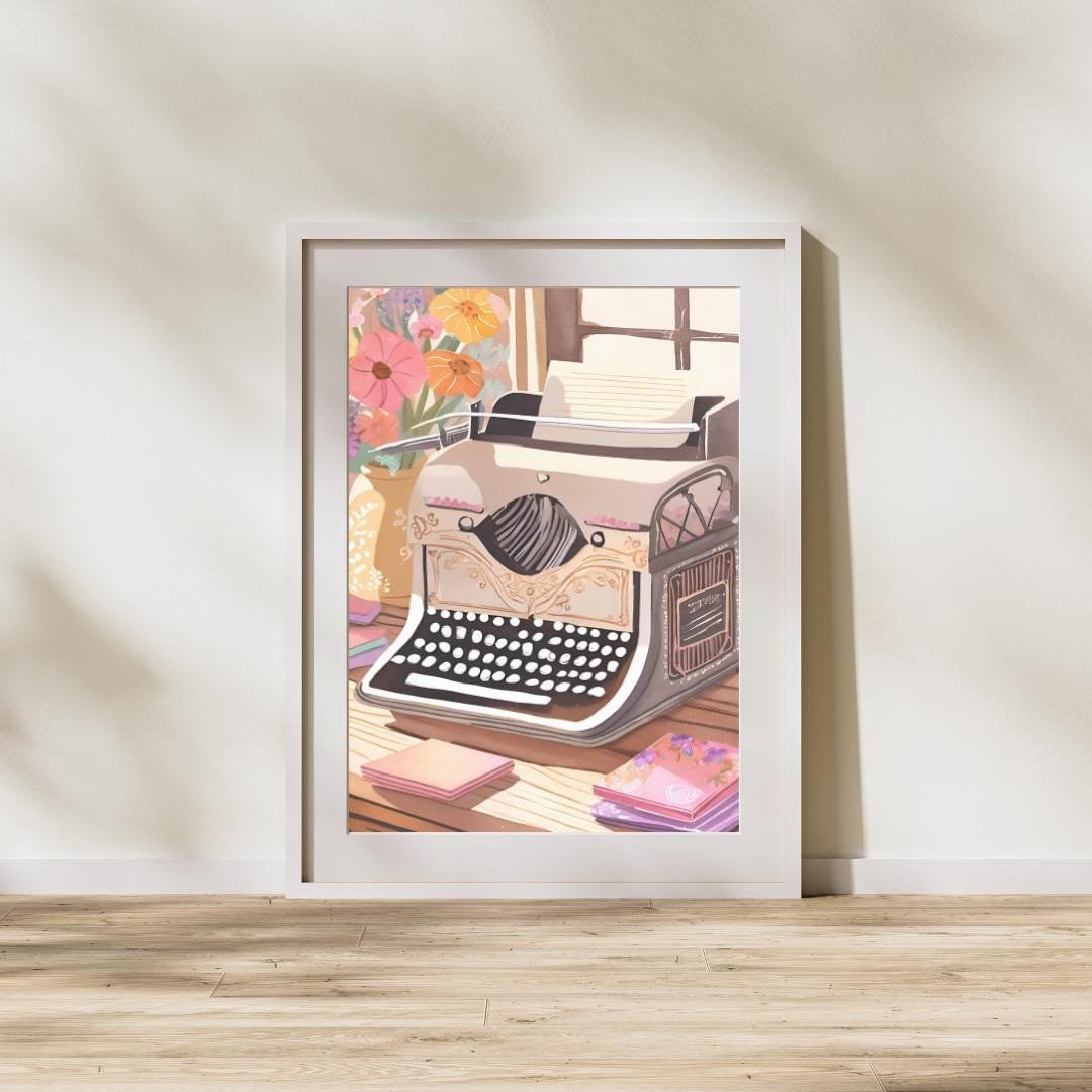 Love Letter Writing Machine Wall Art, Typewriting Wall Art, Valentines ...