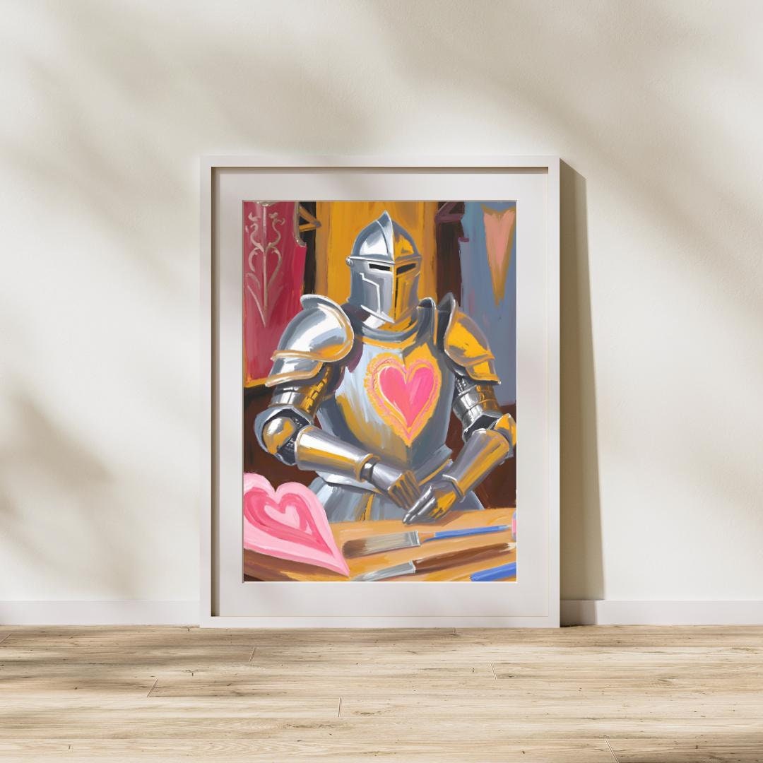 Medieval Knight Lover Wall Art, Valentines Art Print, Castlecore Decor ...