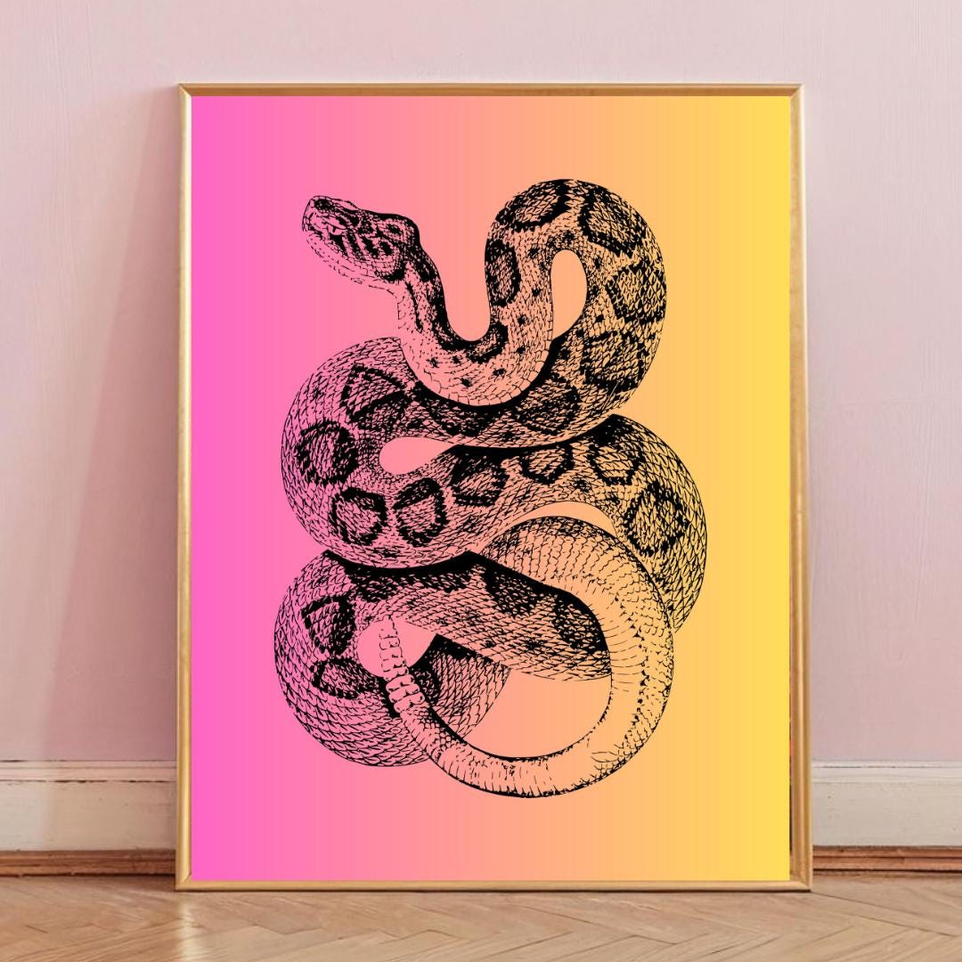 Colorful Snake Wall Art, Snake Art Print, Snake Poster, Dopamine Wall ...