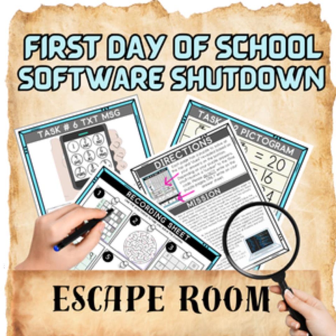 First Day of School Software Shutdown Escape Room for Teens Middle and ...