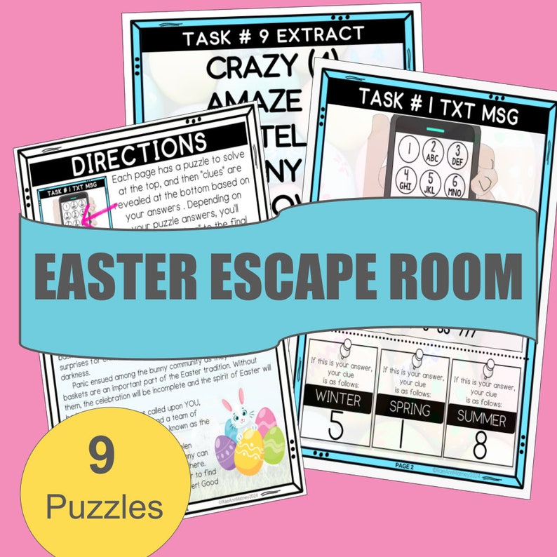 Easter Escape Room for Kids, Printable Party Game Activity With Easter ...