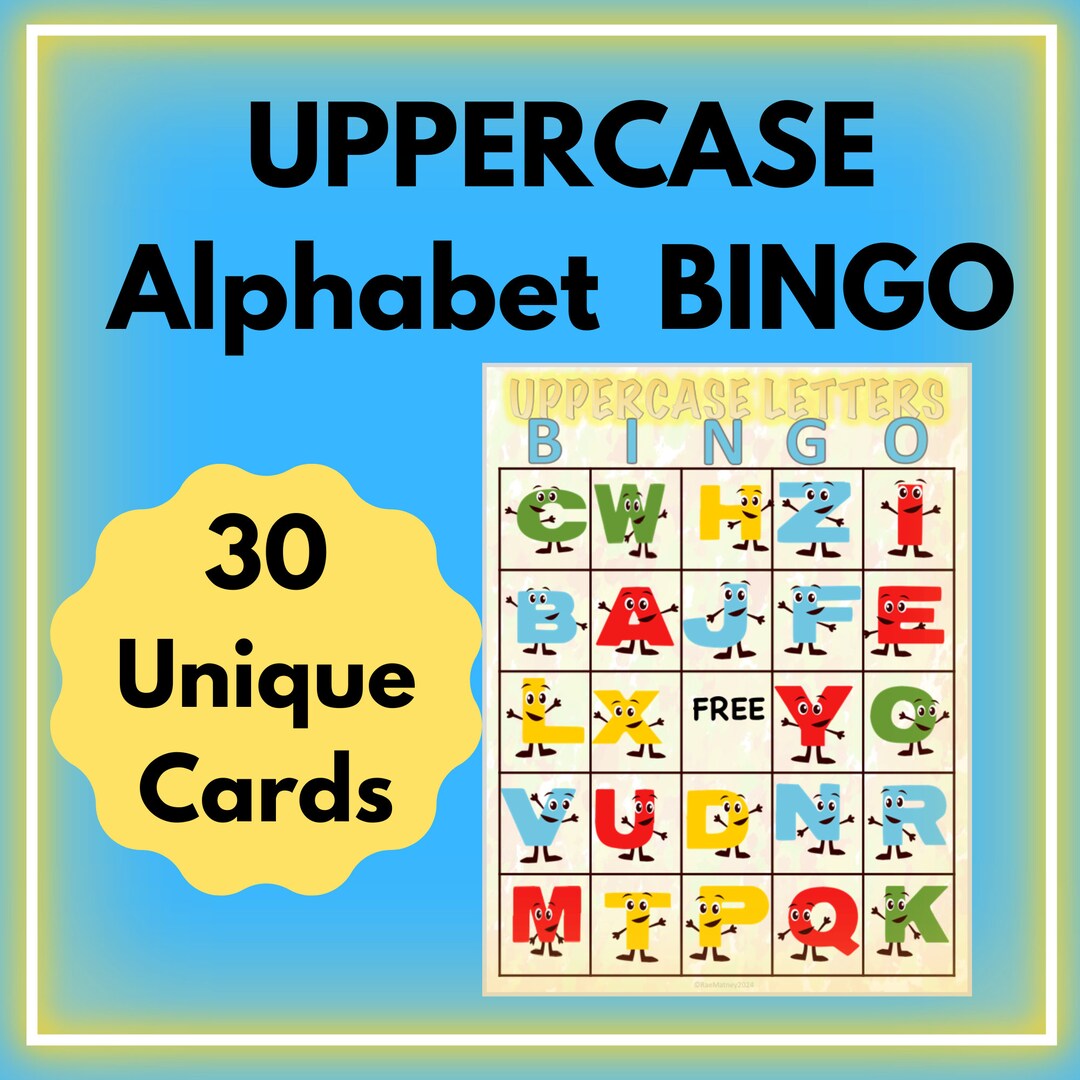 Alphabet Uppercase Letters Bingo Set of 30 Different Cards for Kids ...