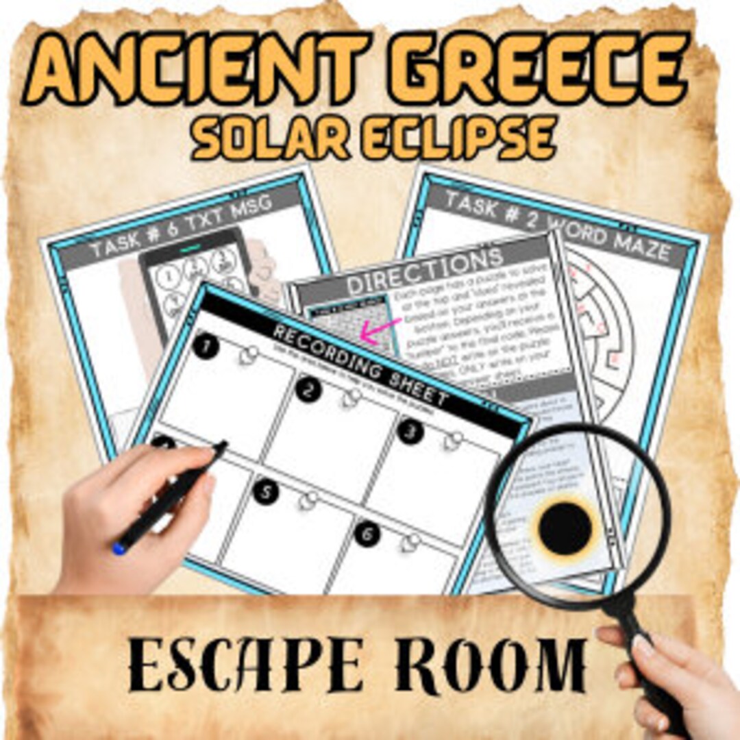 Ancient Greece Solar Eclipse Escape Room Printable Game Activity- Kids ...
