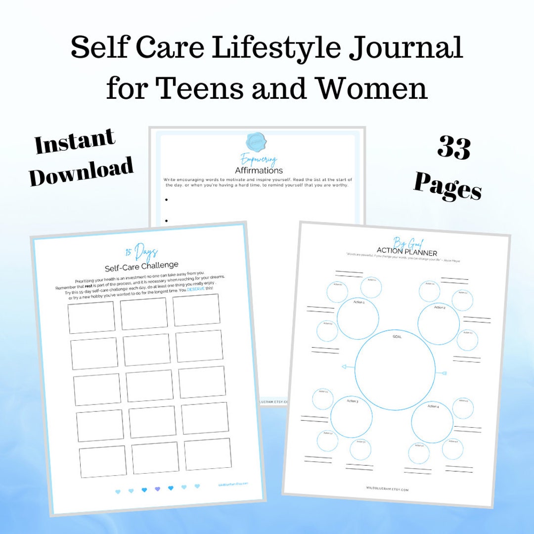 Self-care Printable Lifestyle and Goal Setting Journal for Teen Girls ...