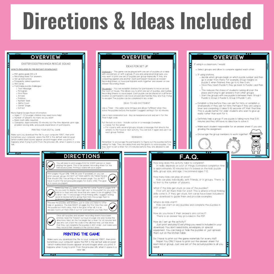 Easter Escape Room for Kids, Printable Party Game Activity With Easter ...