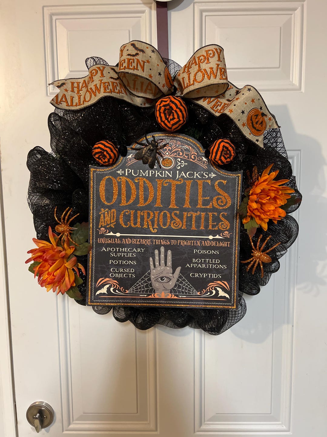 Oddities and Curiosities Halloween Wreath, Spooky Front Door Decor With ...