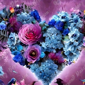 Floral Heart Printables - Romantic Wall Decor - Unique and Modern Art ...