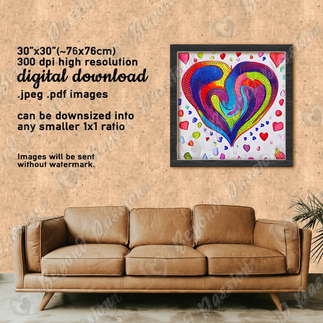 Rainbow Heart Printable Digital Prints - Love Inspired Designs - Unique ...