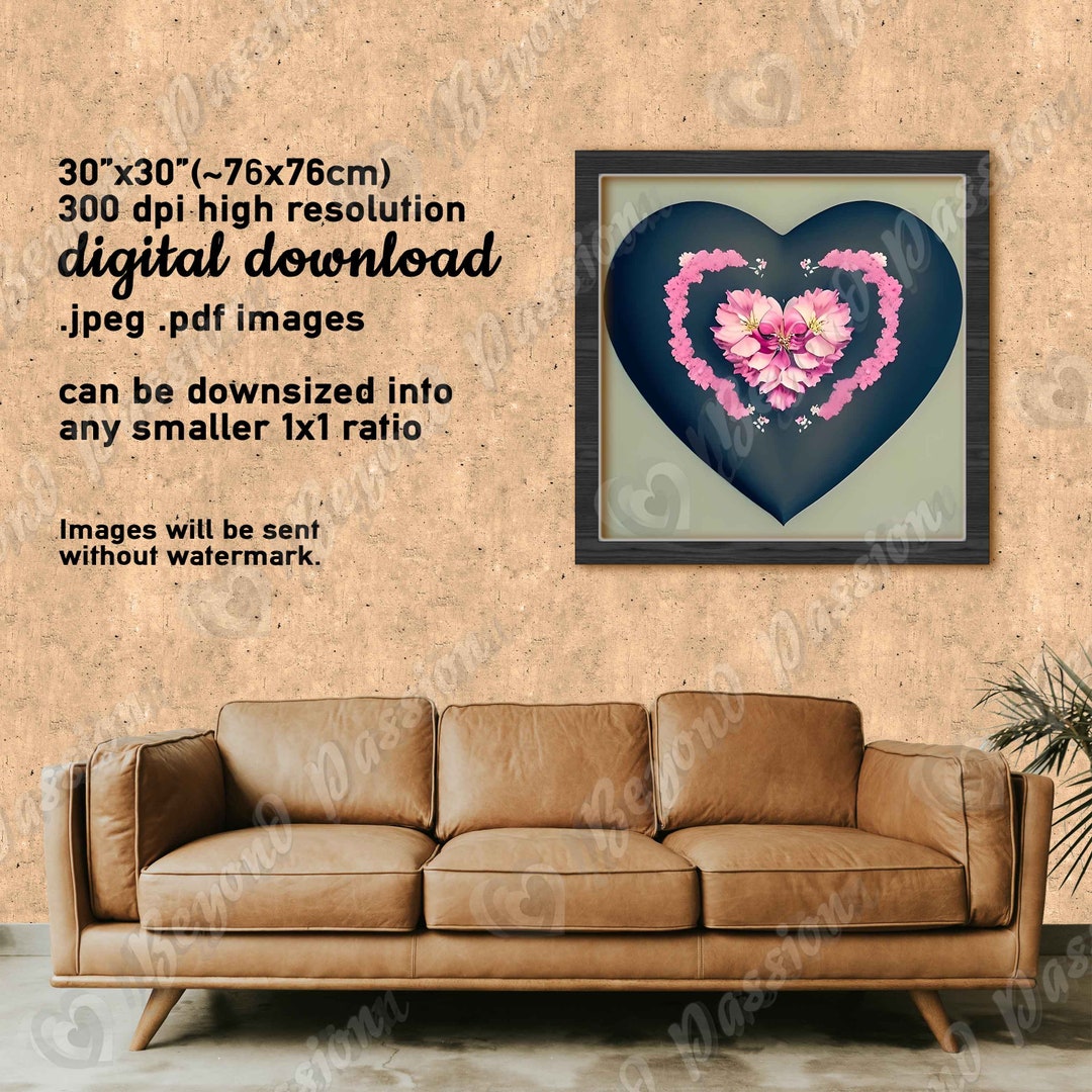 Floral Heart Printables - Romantic Wall Decor - Unique and Modern Art ...