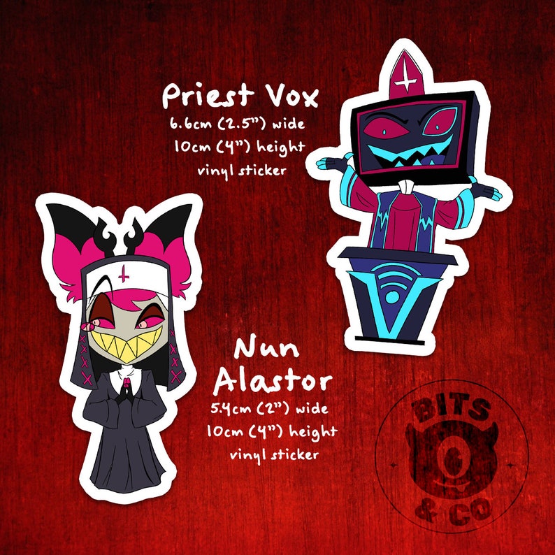 Nun Alastor Priest Vox Hazbin Hotel Vinyl Sticker Individual OR Pair - Etsy Australia