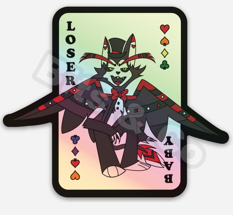 Holographic Loser Baby Playing Card Husk Sticker Hazbin Hotel - Etsy