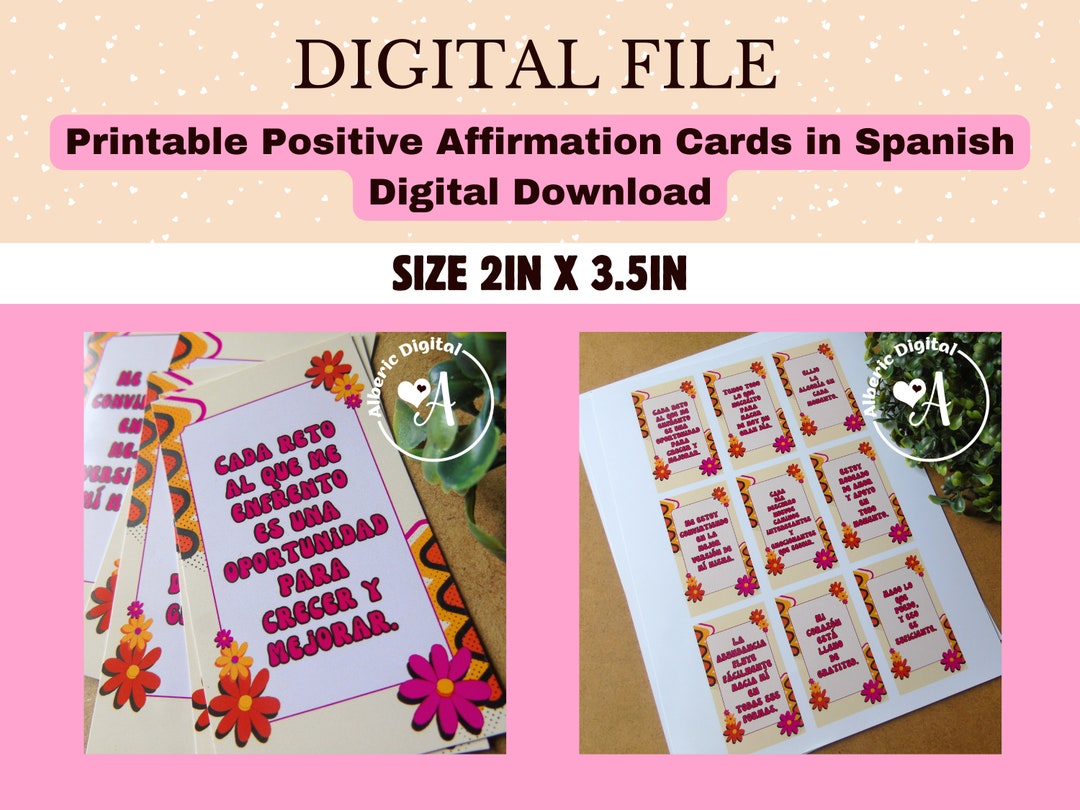 Printable Positive Affirmation Cards in Spanish / Set of 30 Affirmation ...