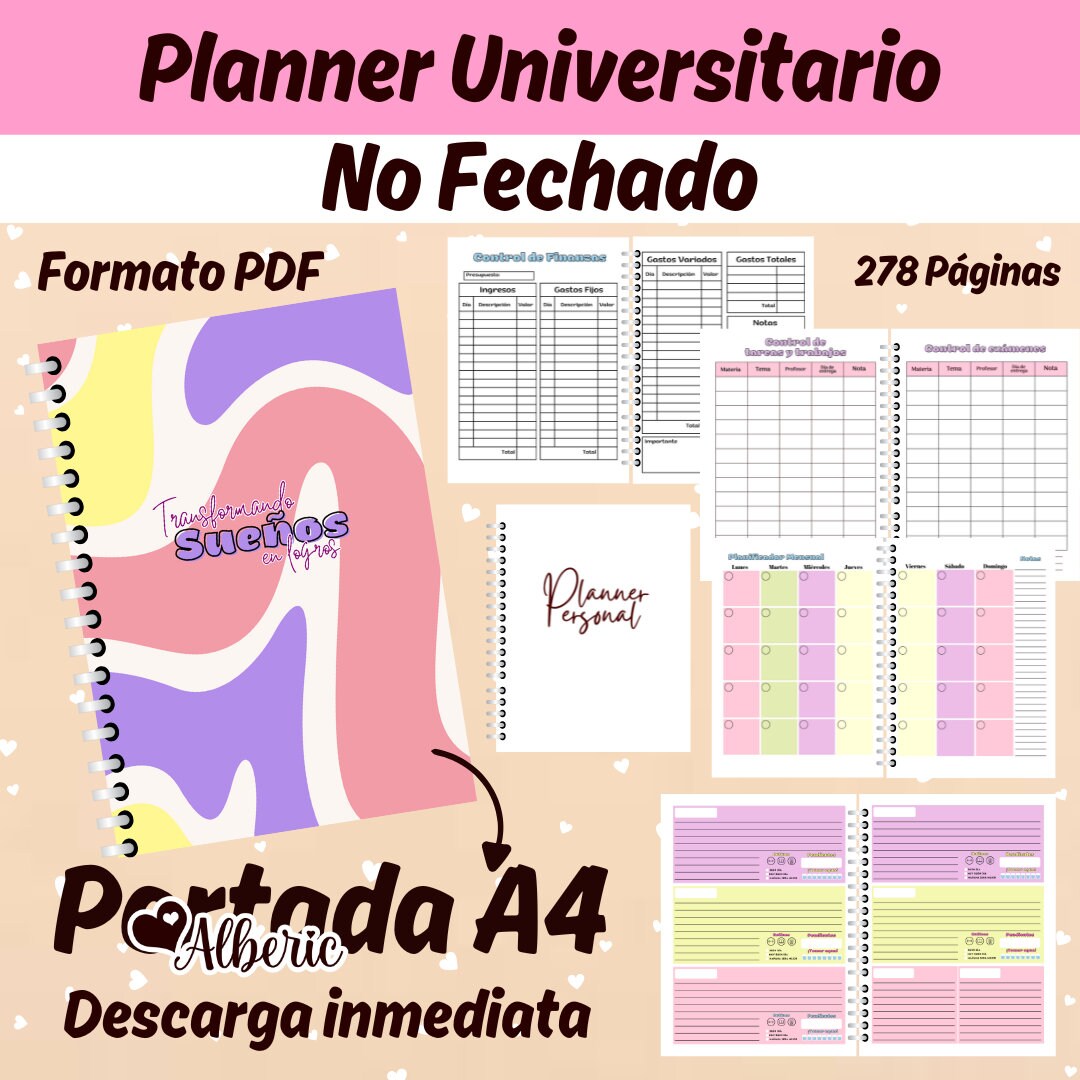 Pdf/printable Planner/digital Planner/undated Planner/colorfu Plannerl ...