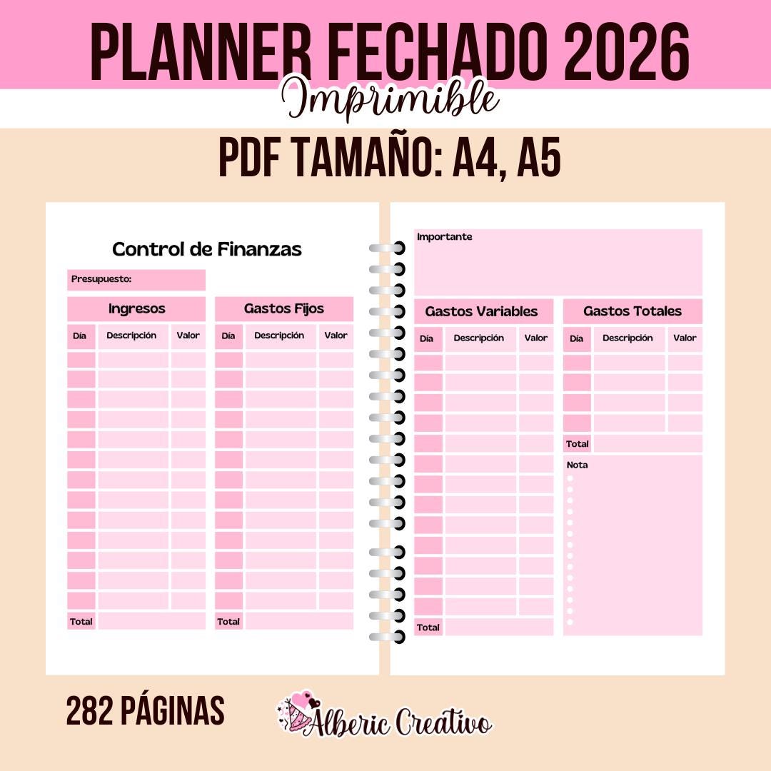 2026 Printable Planner in Spanish: A4/A5 Organizer for Entrepreneurs ...