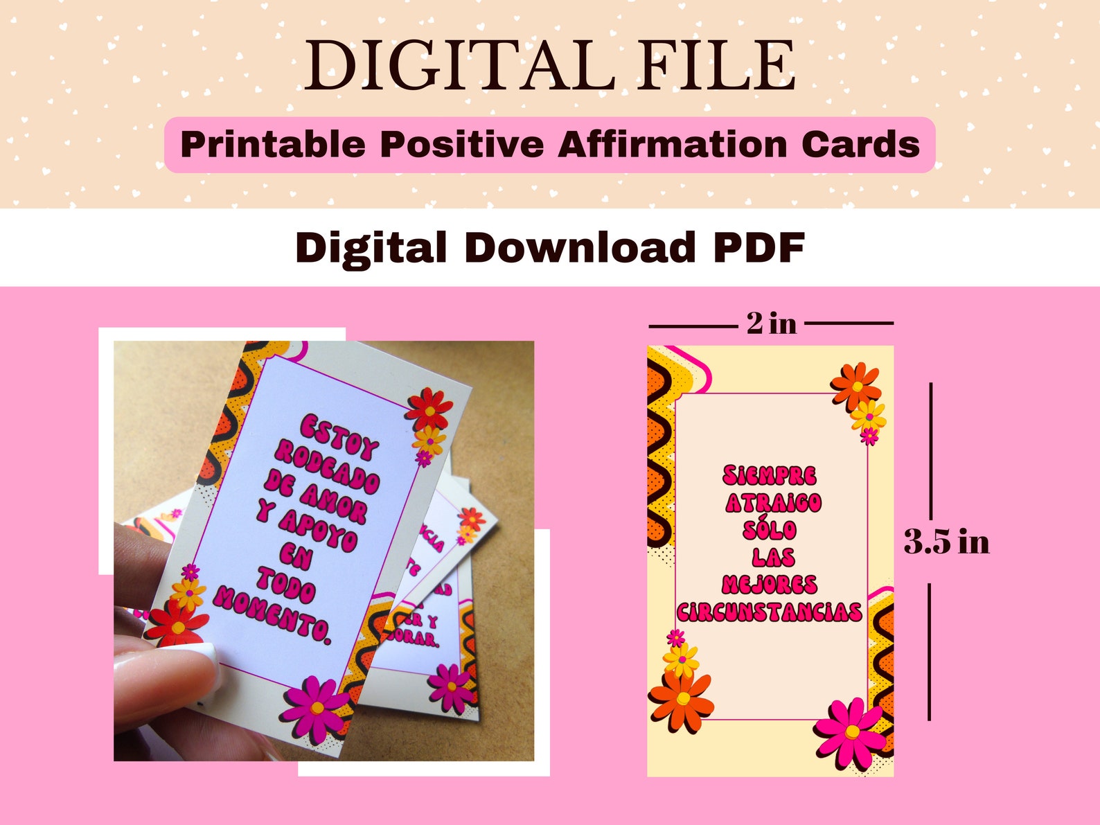 Printable Positive Affirmation Cards in Spanish / Set of 30 Affirmation ...