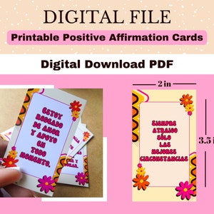 Printable Positive Affirmation Cards in Spanish / Set of 30 Affirmation ...