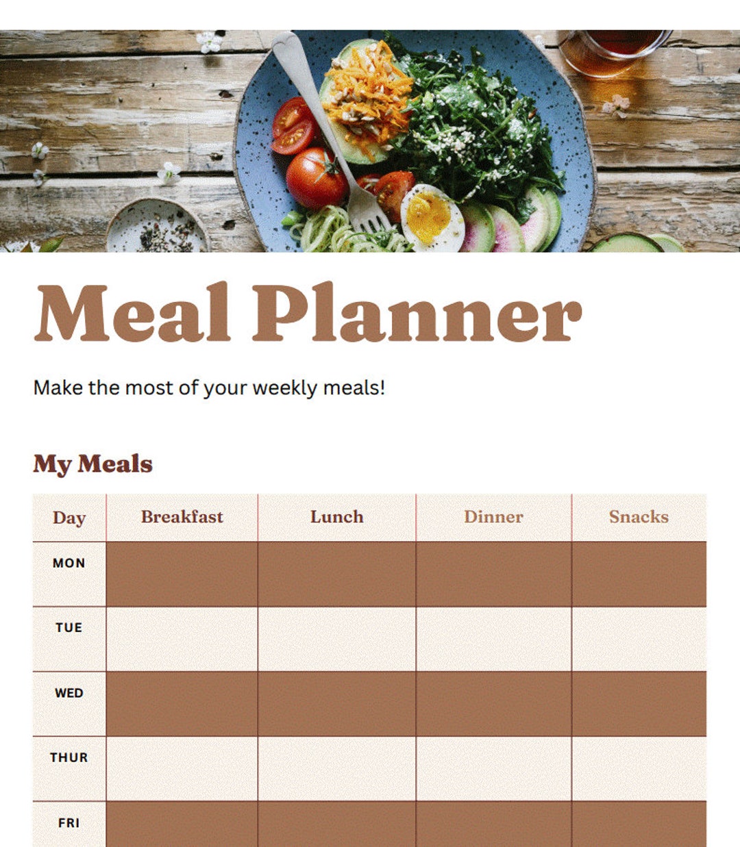 Weekly Healthy Meal Planner - Etsy