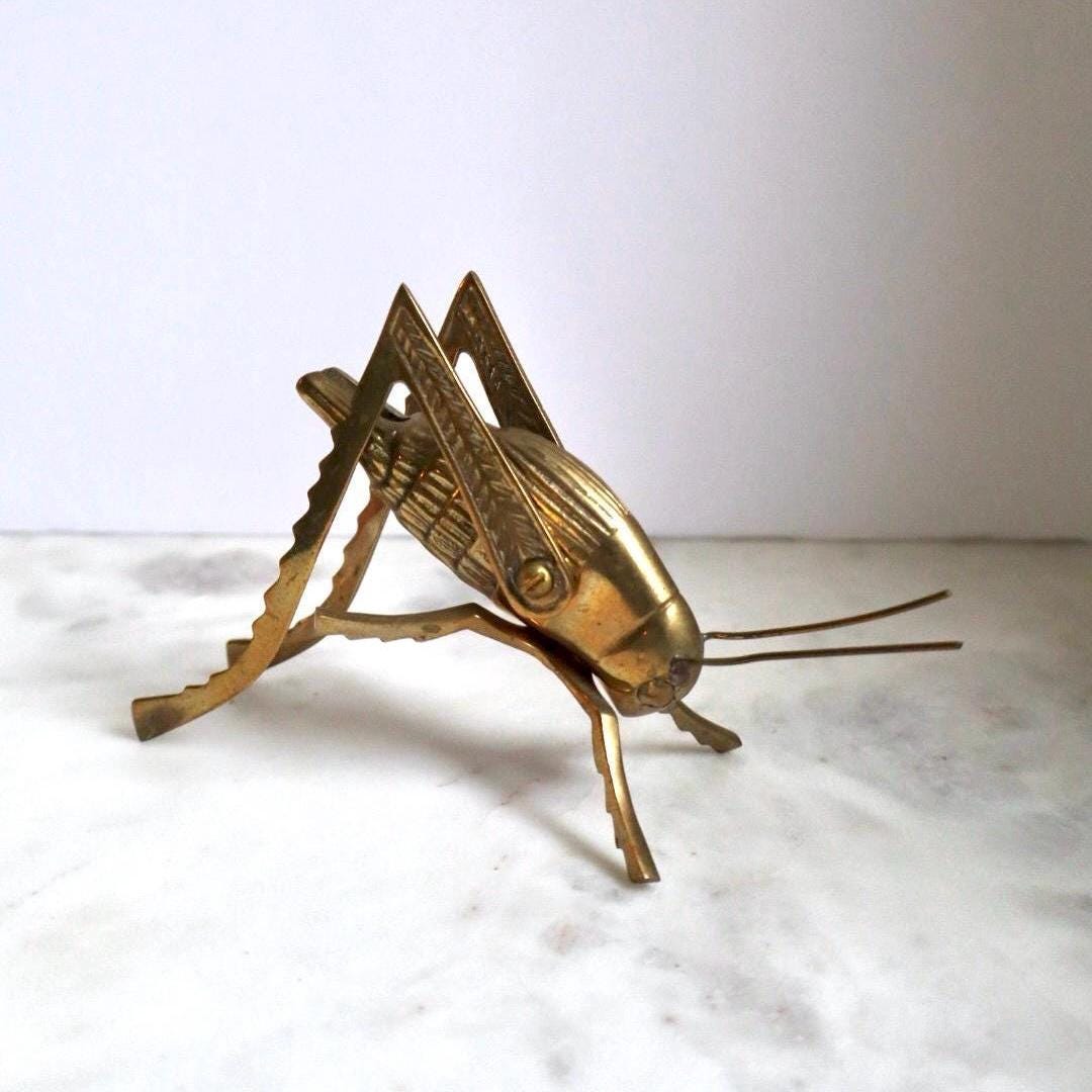 Vintage Solid Gold Brass Grasshopper Figurine, 5-inch Movable Legs ...