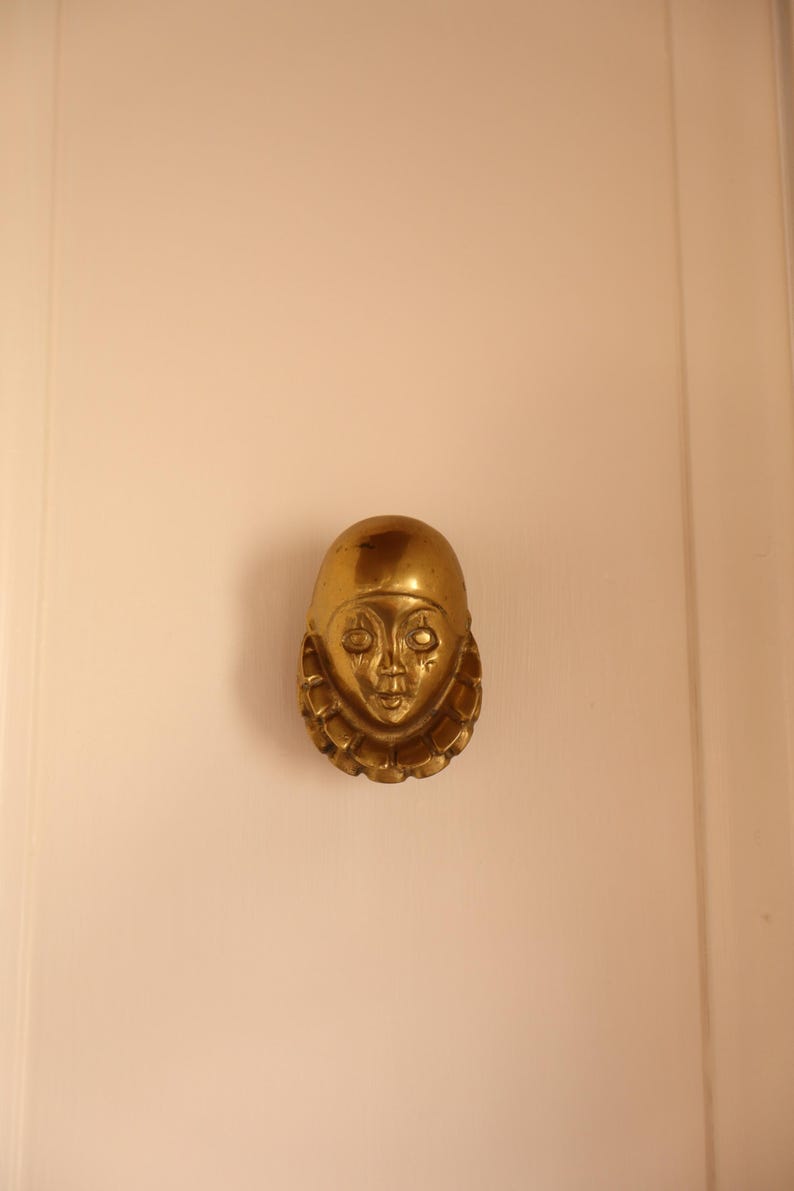 Vintage Brass Clown Face Wall Hanging Decor Small Mime Mask Wall ...