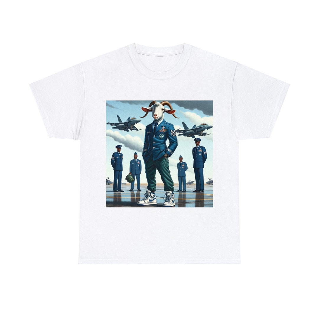Hip Hop Air Force Goat Wearing Blue and White Sneakers Unisex Heavy ...