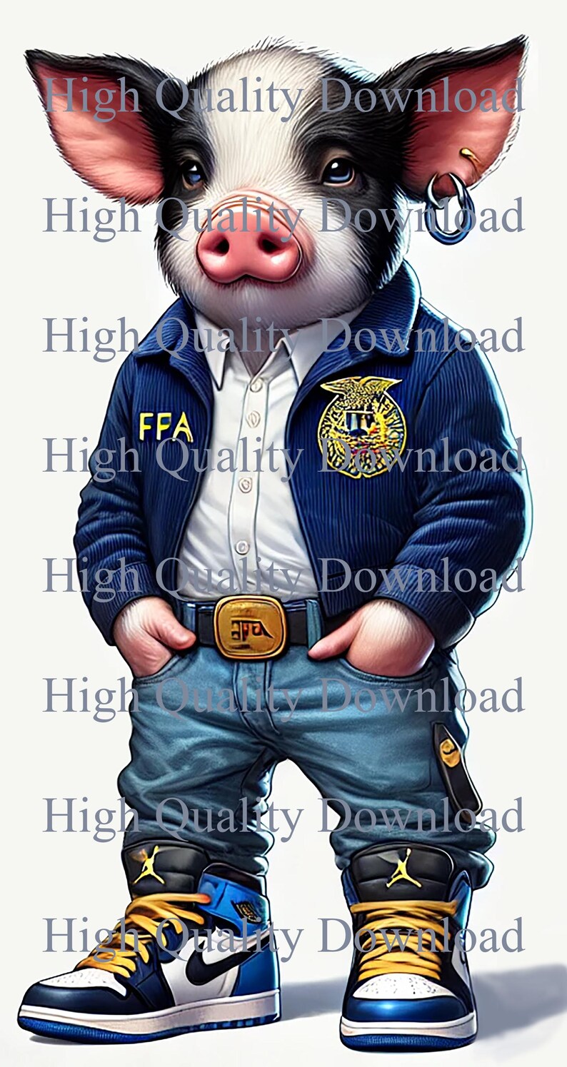 Hip Hop FFA Pig With Black and Blue Sneakers On - Etsy