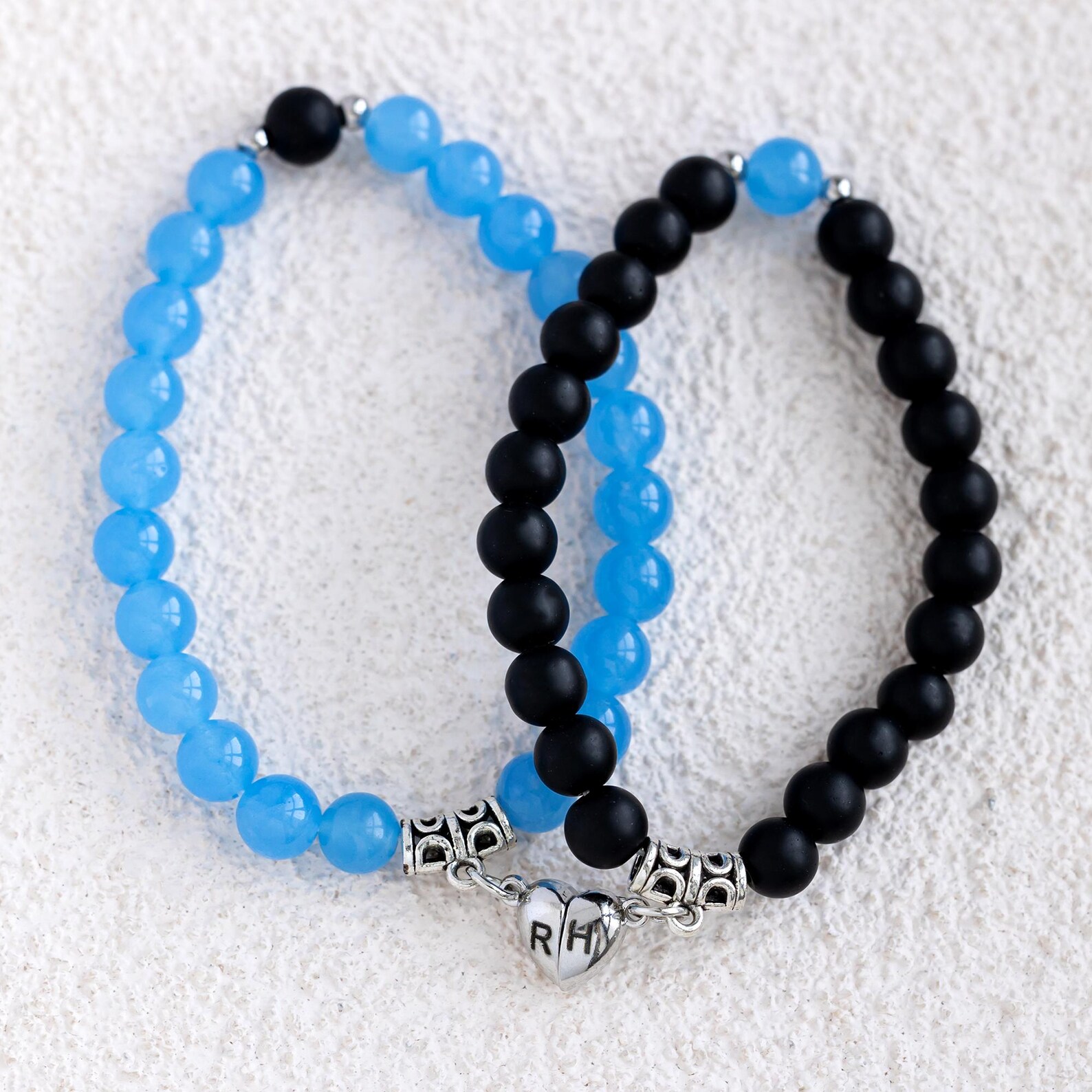 Personalized Initial Couples Bracelets, Magnetic Couple’s Bracelet ...