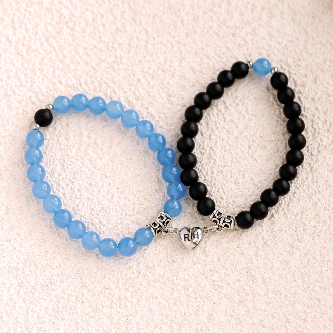 Personalized Initial Couples Bracelets, Magnetic Couple’s Bracelet ...