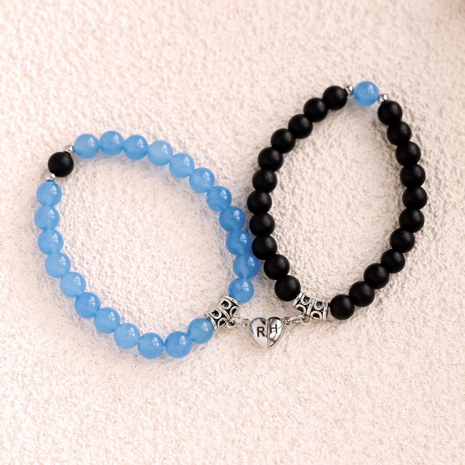 Personalized Initial Couples Bracelets, Magnetic Couple’s Bracelet ...