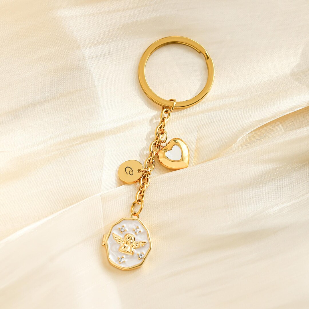 Custom Photo Locket Keychain With Photo, Angel Locket With Photo, Bag ...