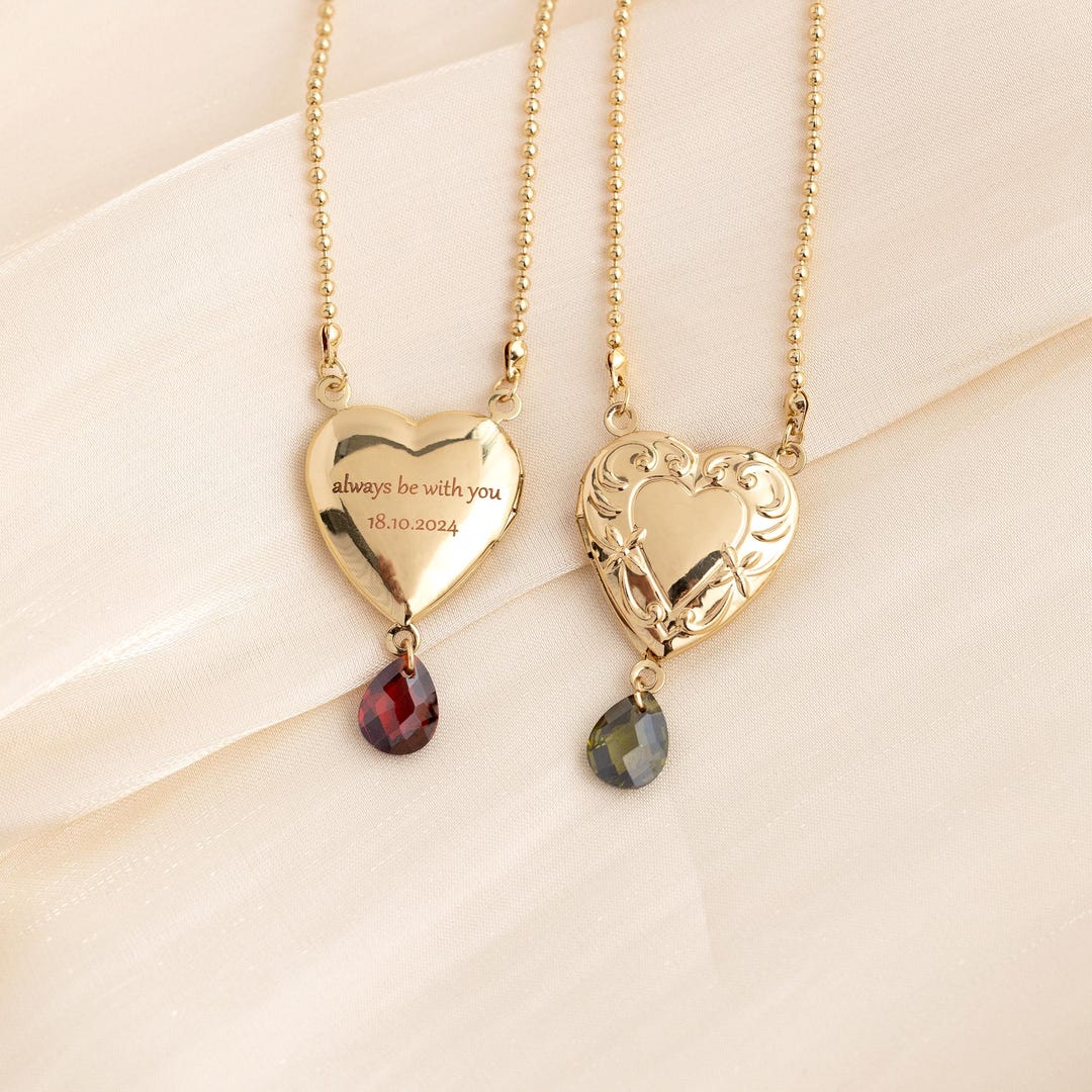 Custom Heart Locket Necklace With Photo, Gold Neckalce, Photo Locket ...