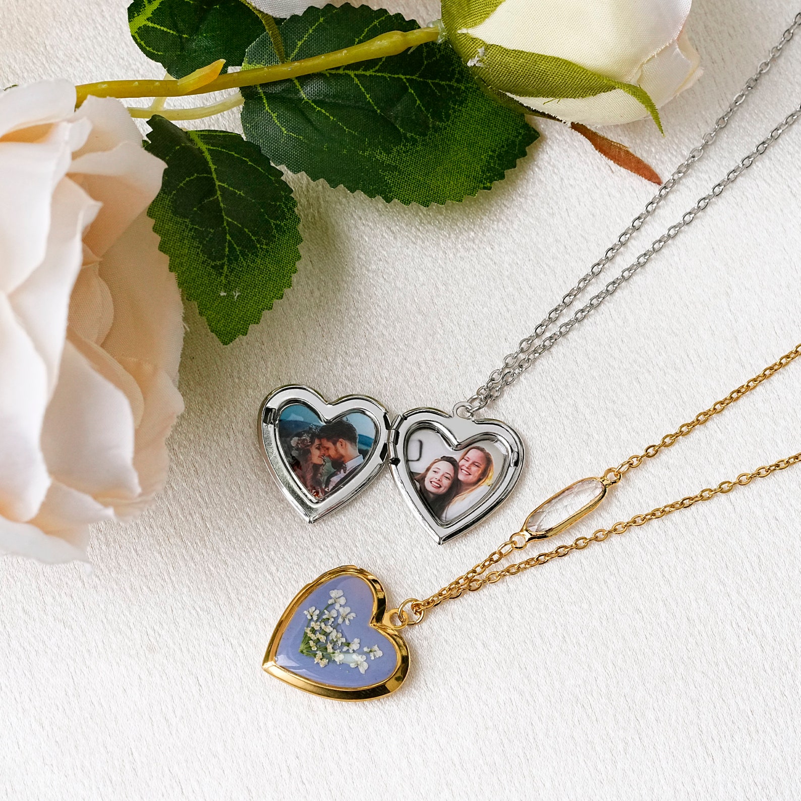 Custom Heart Locket Necklace With Photo, Personalized Photo Necklace ...