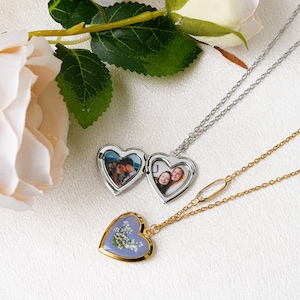 Custom Heart Locket Necklace With Photo, Personalized Photo Necklace ...